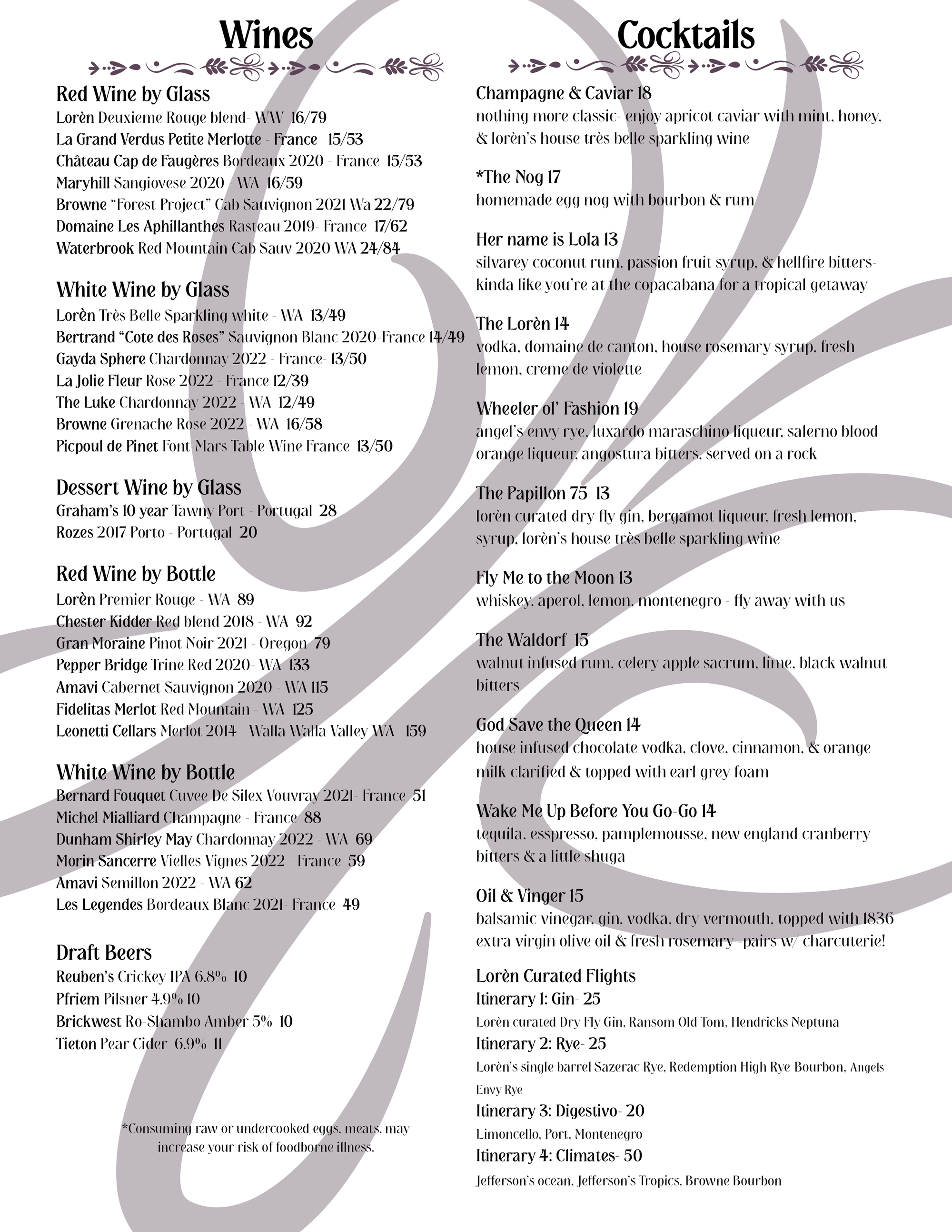 Menu – Loren Social Club